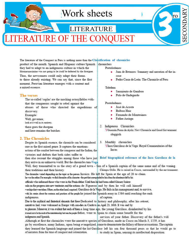 Literature of The Conquest For Third Year of Secondary School | PDF