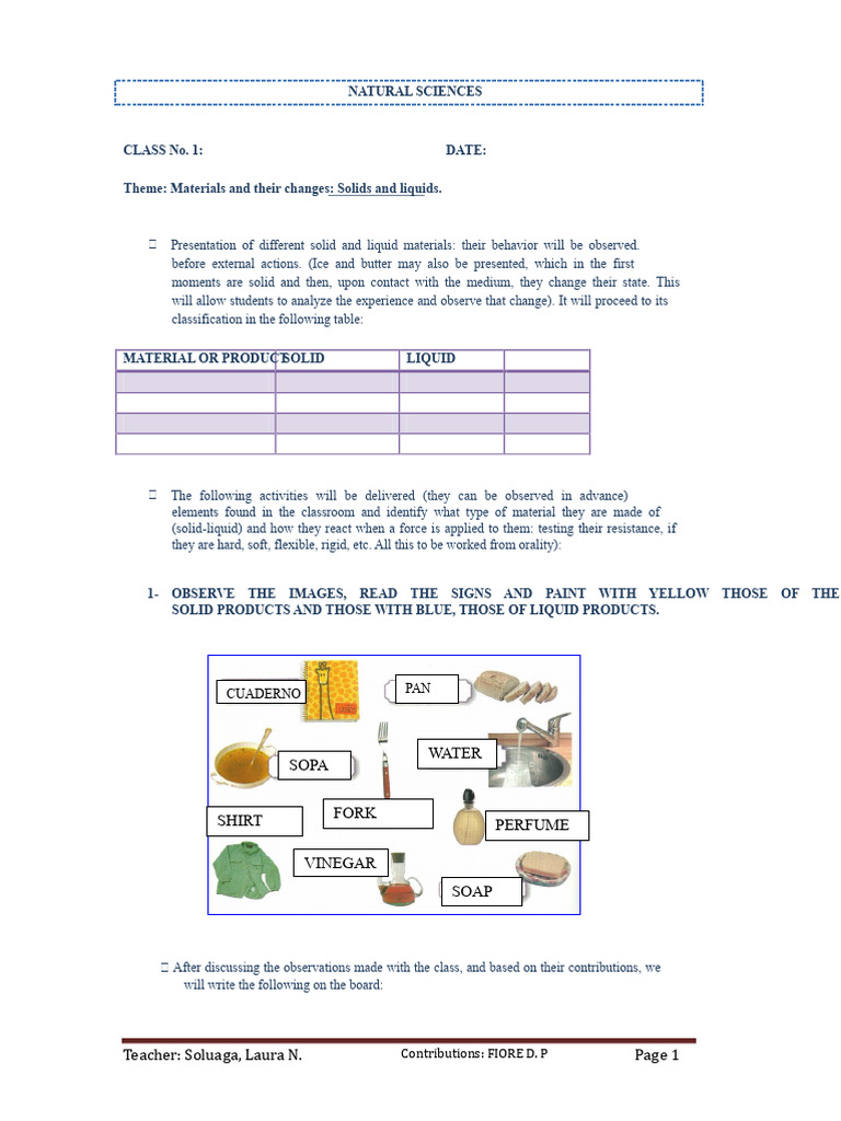 Sequence of Natural Sciences Materials and Their Changes | PDF | Odor ...