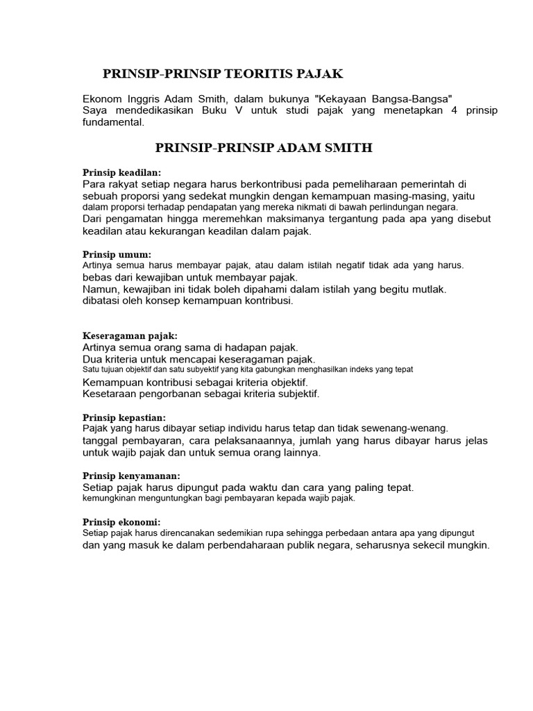 Prinsip-Prinsip Teoritis Pajak | PDF