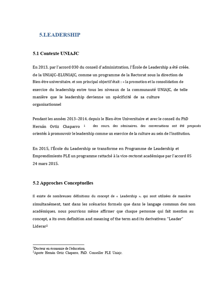 Modèle de Leadership à l'UNIAJC | PDF | Direction | Psychologie du ...