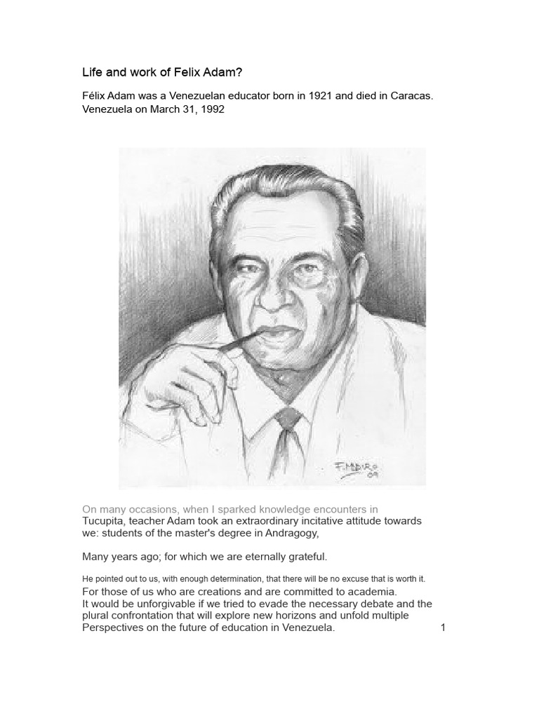 Félix Adam: Pioneer of Andragogy in Venezuela | PDF | Learning