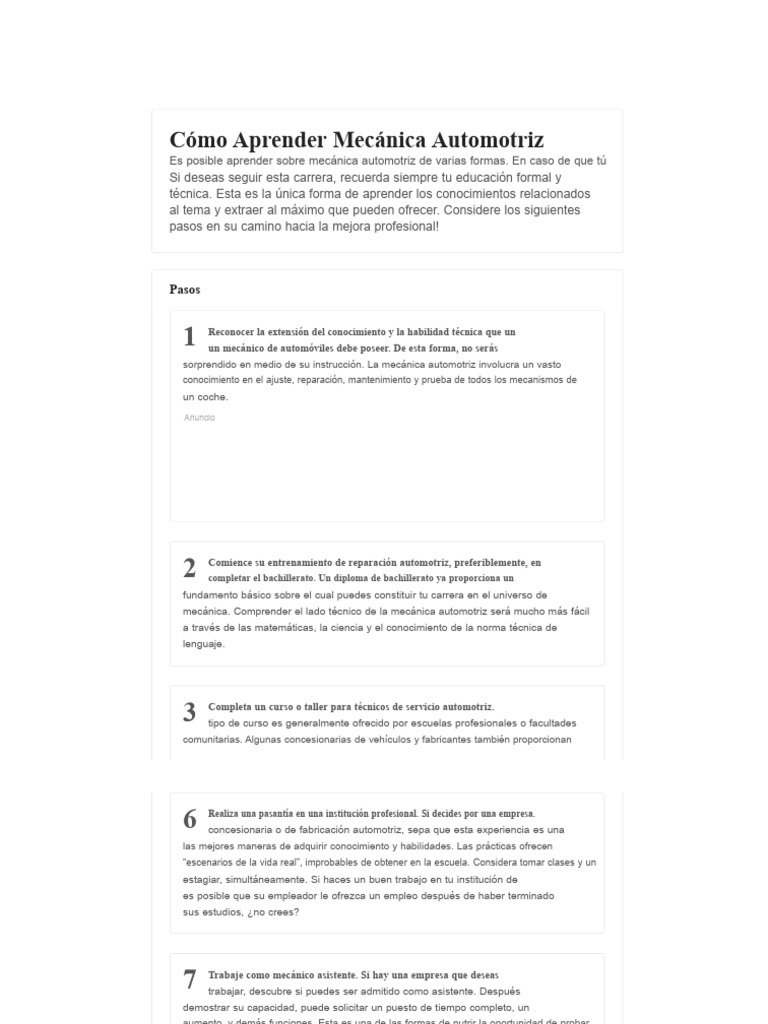 Cómo Aprender Mecánica Automotriz | PDF | Conocimiento | Industria ...