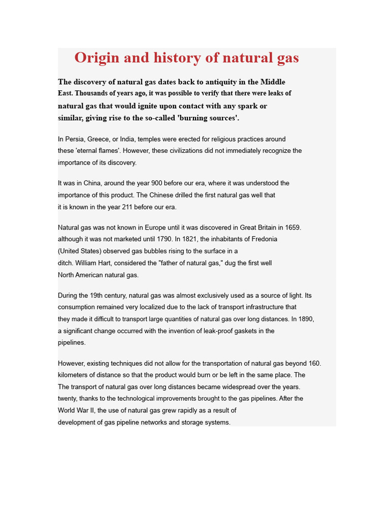 Origin and History of Natural Gas | PDF | Natural Gas | Liquefied ...