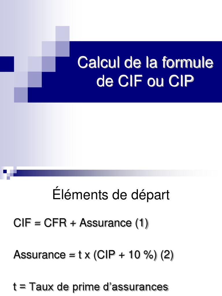 Calcul de La Formule de CIF Ou CIP | PDF
