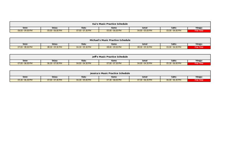Student's (Piano) Practice Schedule | PDF