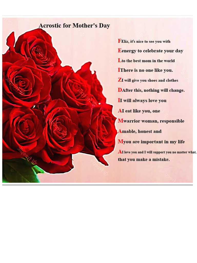 Acrostic of Mother's Day | PDF