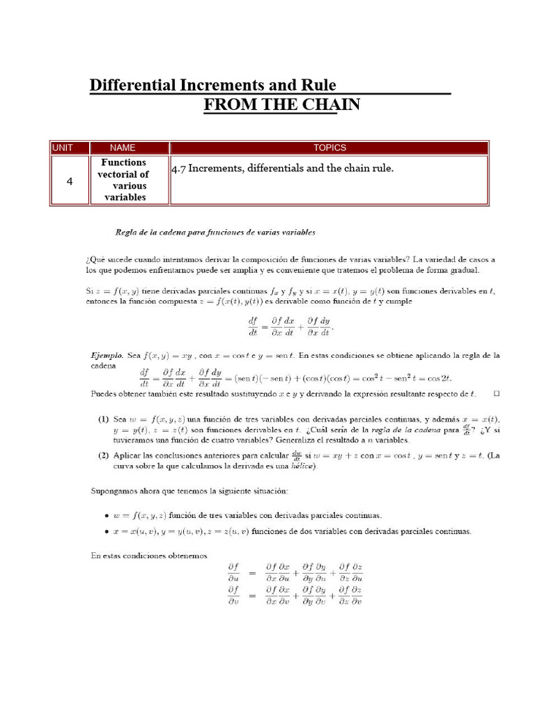 4.7 Differential Increments and The Chain Rule. | PDF | Derivative ...