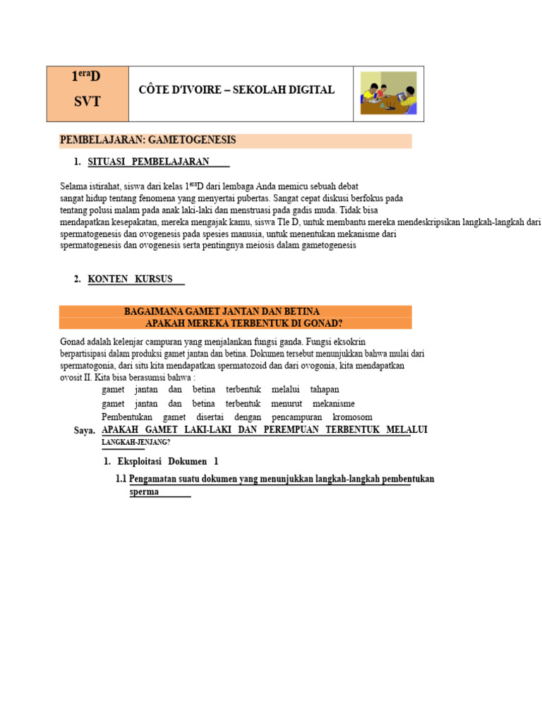 SVT Kelas 1 D - L3 - LA GAMETOGENESE | PDF