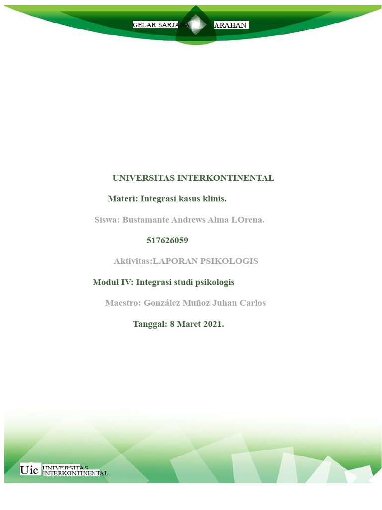 Act 4.1 Bustamante Andrews Alma LAPORAN PSIKOLOGIS | PDF
