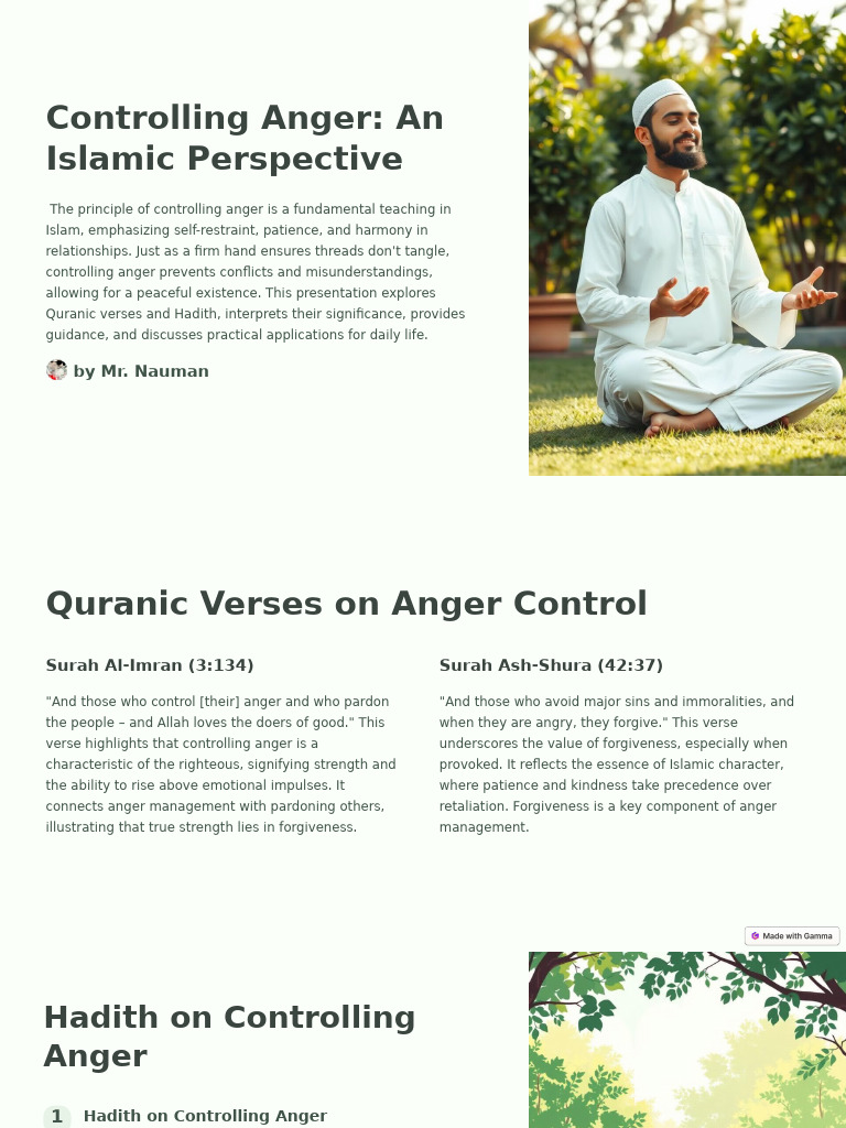 Islamic Teachings on Anger Control | PDF | Anger | Forgiveness