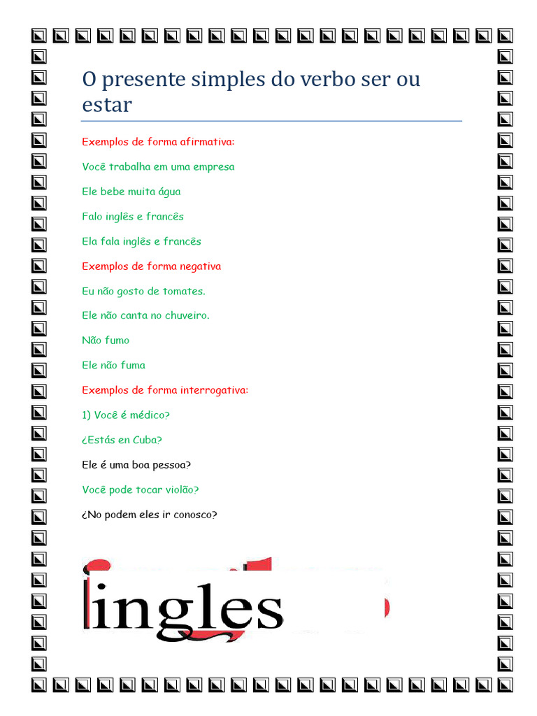 Presente Simples: Verbos Ser e Ter | PDF