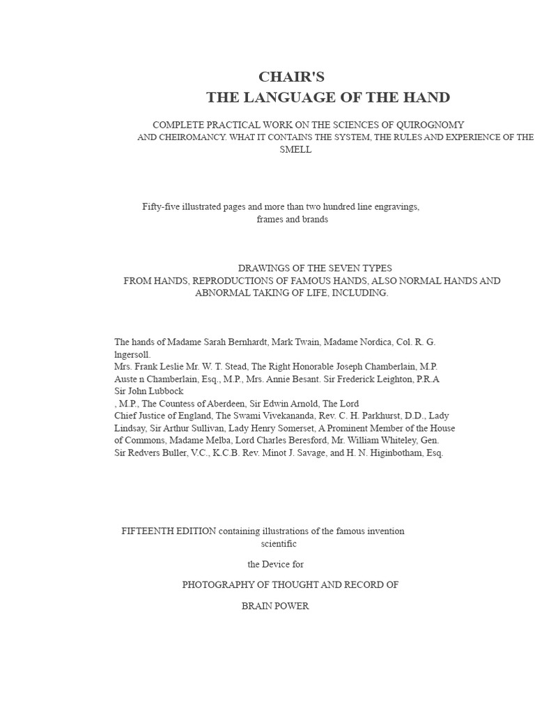 Cheiro The Science of The Hand | PDF | Truth