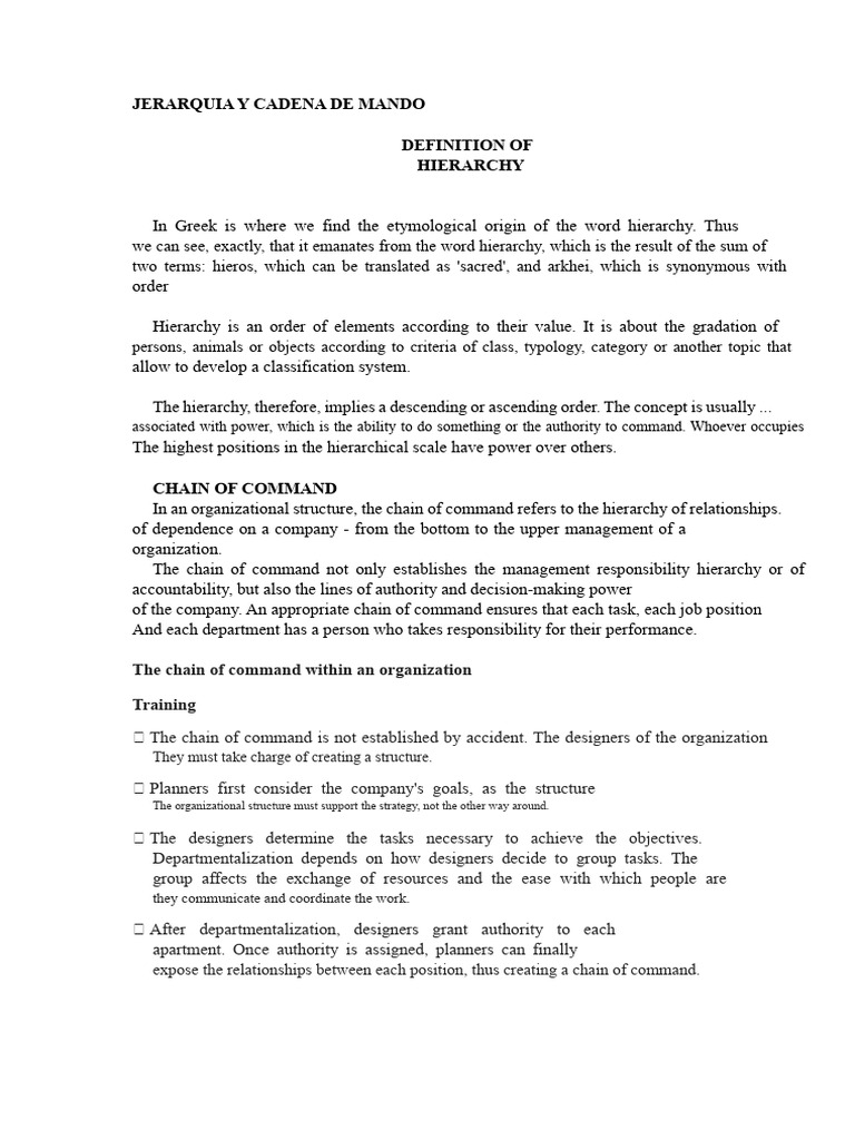 Hierarchy and Chain of Command | PDF | Hierarchy | Business