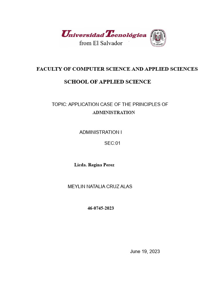 Application Case of Principles PDF | PDF