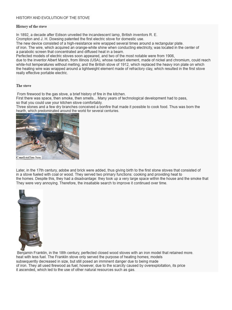 History and Evolution of The Stove | PDF | Stove | Kitchen