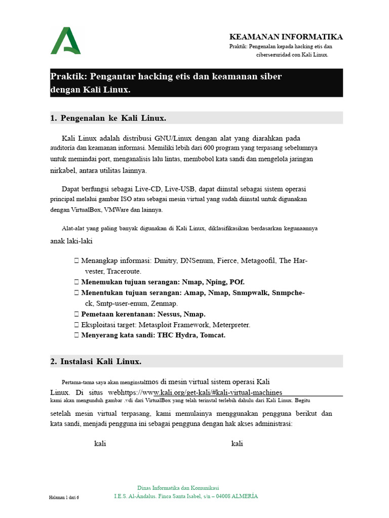 Praktik - Hacking Etis Dan Keamanan Siber Dengan Kali Linux - SEGIN v3 ...