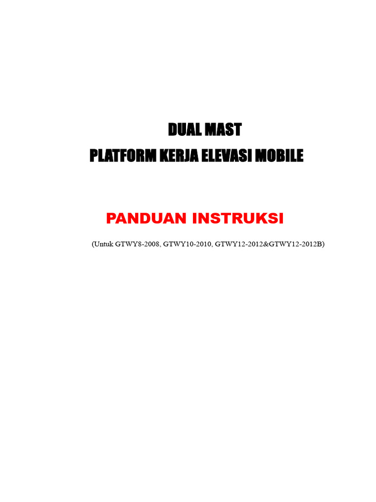 Panduan Platform Kerja Elevasi Dual Mast | PDF