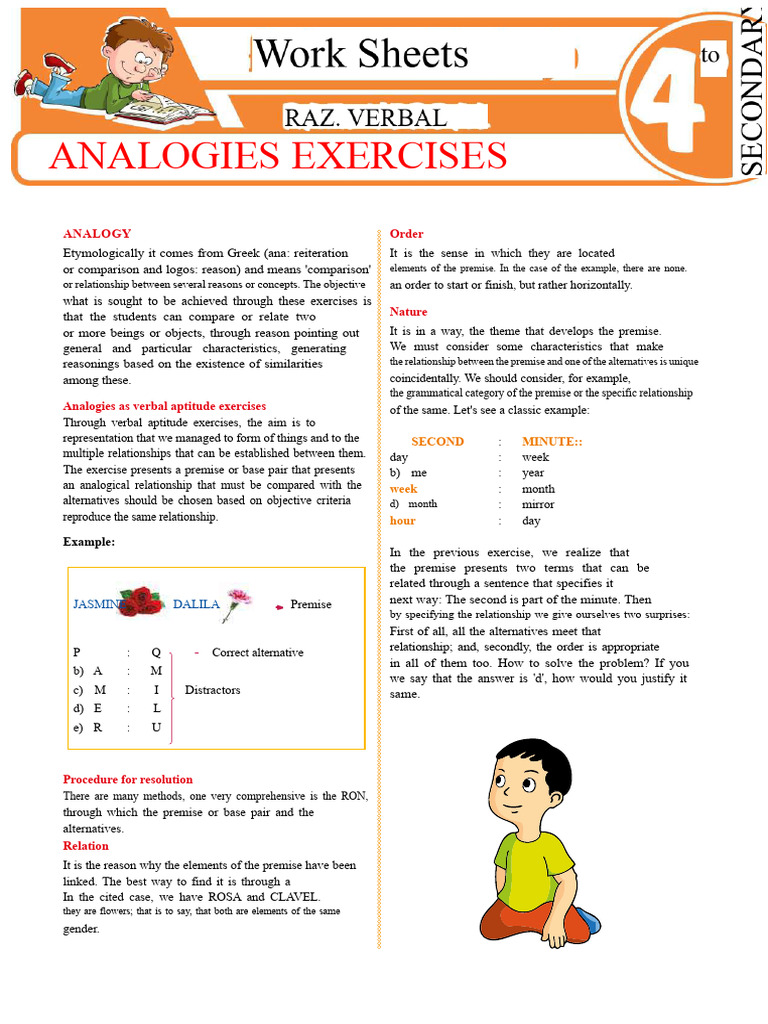 Analogies Exercises For Fourth Grade of Secondary School | PDF ...