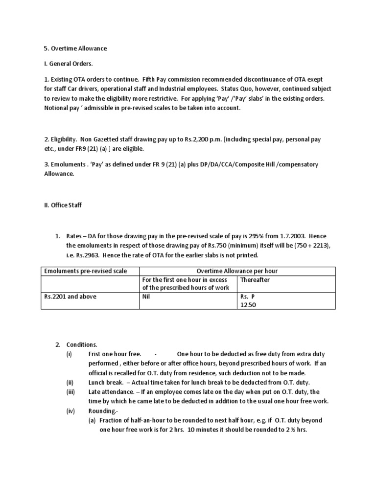 Overtime Allowance | PDF | Overtime | Labor