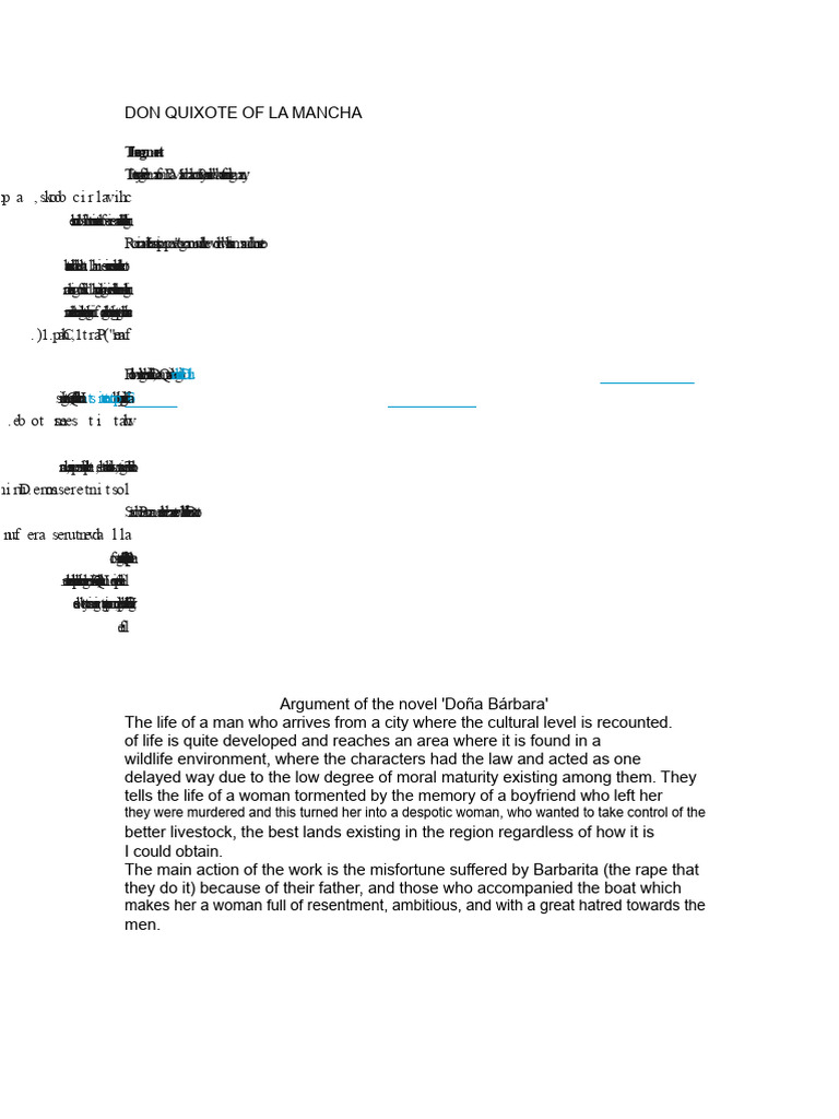 Argument of Doña Barbara and Don Quixote | PDF | Don Quixote | Comedy ...