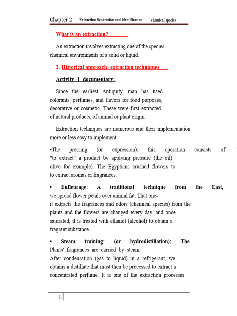 Chapter 2 Extraction and Separation of Chemical Species | PDF | Perfume ...