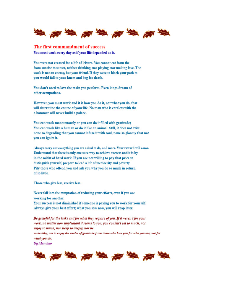 Five Commandments for Success | PDF | Patience | Happiness