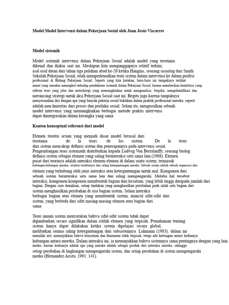 Model Intervensi Dalam Pekerjaan Sosial | PDF