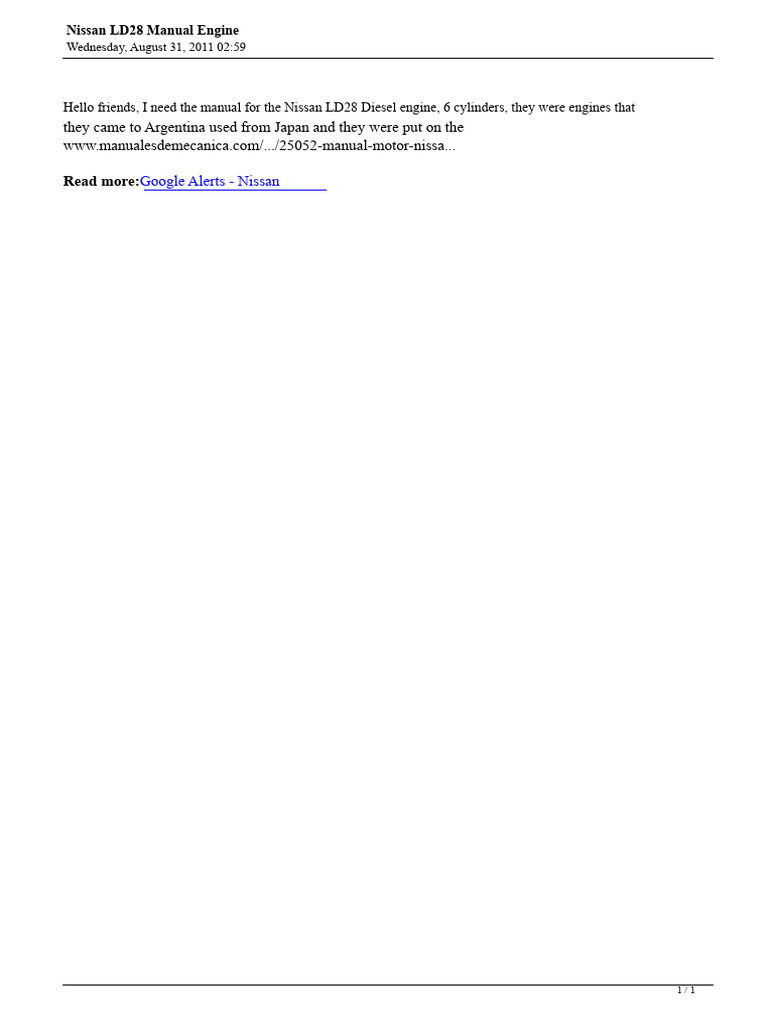 Manual Motor Nissan ld28 PDF | PDF