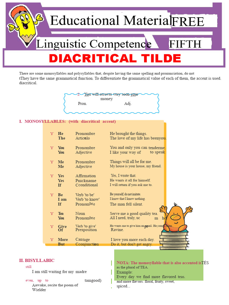 Diacritical Tilde - For Fifth Grade of Secondary 2021 | PDF | Noun ...