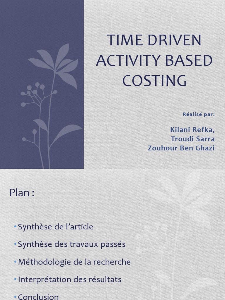 Time Driven Activity Based Costing TD ABC | PDF | Science | Sciences ...