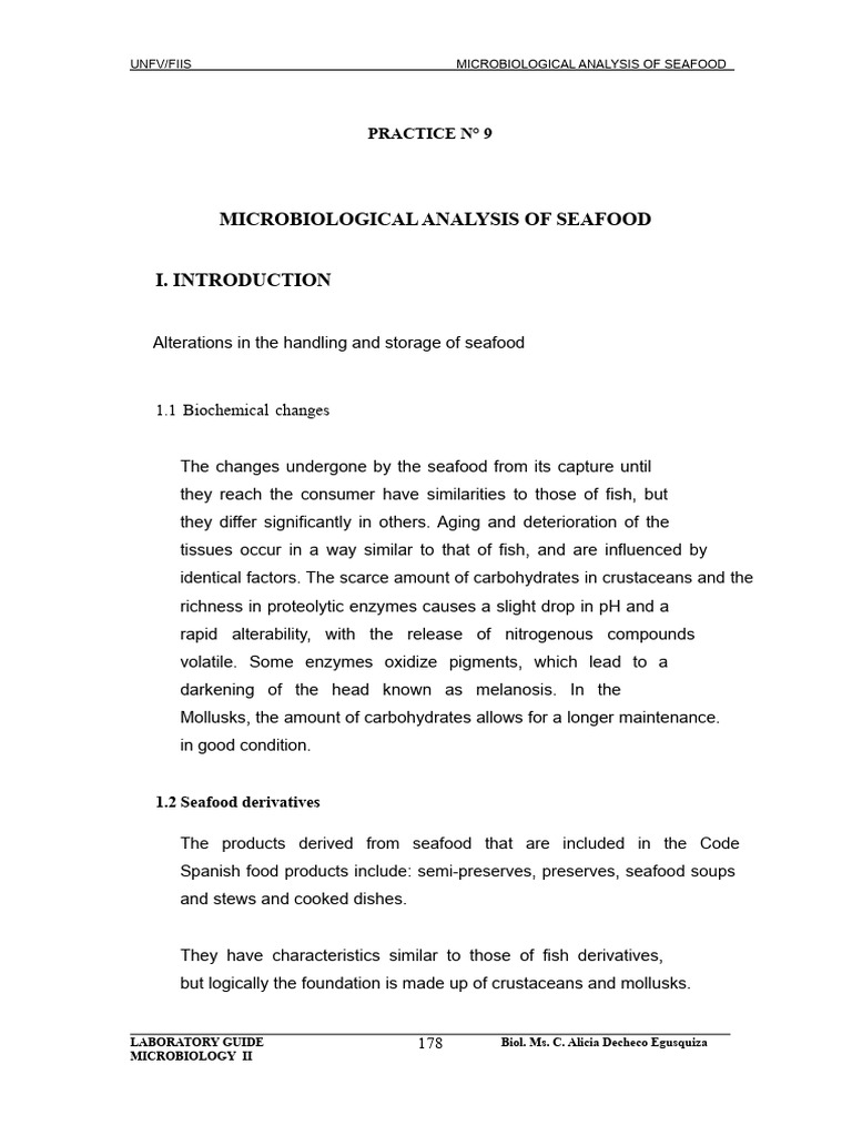 Seafood Microbiological Analysis Guide | PDF | Microbiology