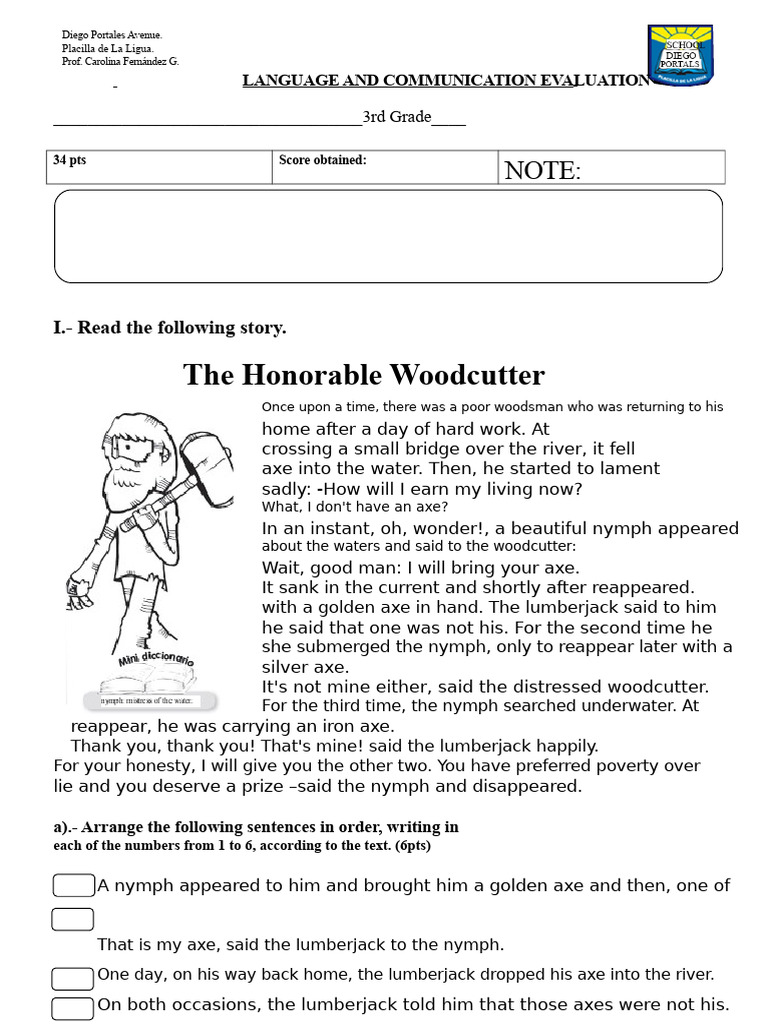 3rd Grade Language Evaluation: Stories & Questions | PDF