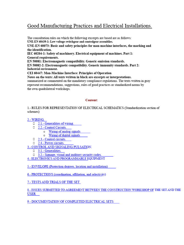 Good Manufacturing Practices and Electrical Installations | PDF ...