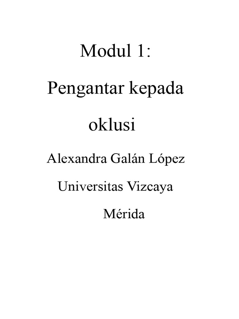 Modul 1 Pengenalan Kepada Oklusi | PDF