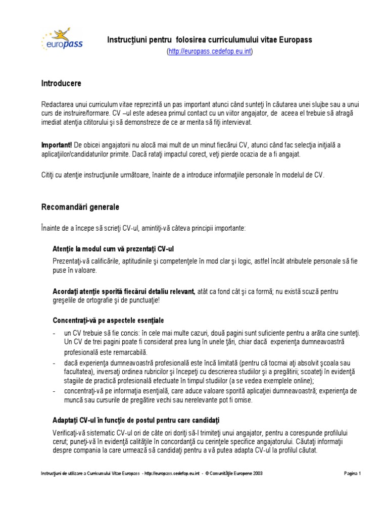 CVInstructions | PDF