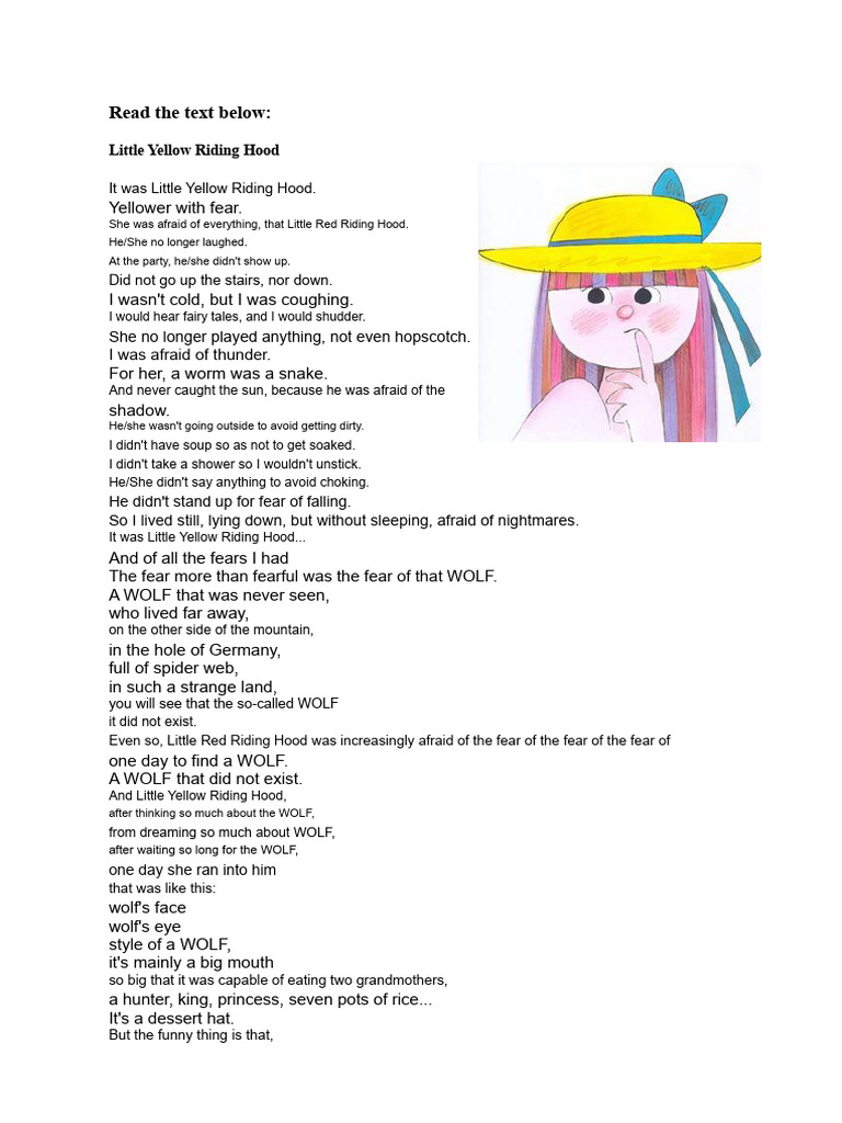 Read The Text Below | PDF | Little Red Riding Hood | Fairy Tales