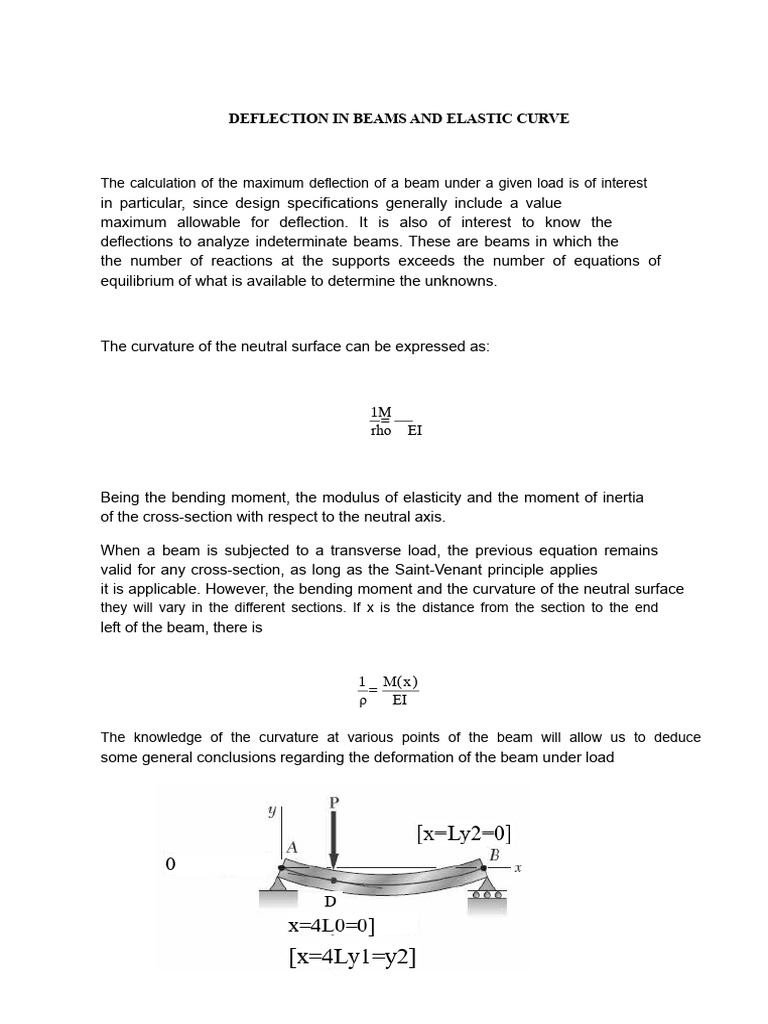 Deflection in Beams and Elastic Curve | PDF | Bending | Beam (Structure)