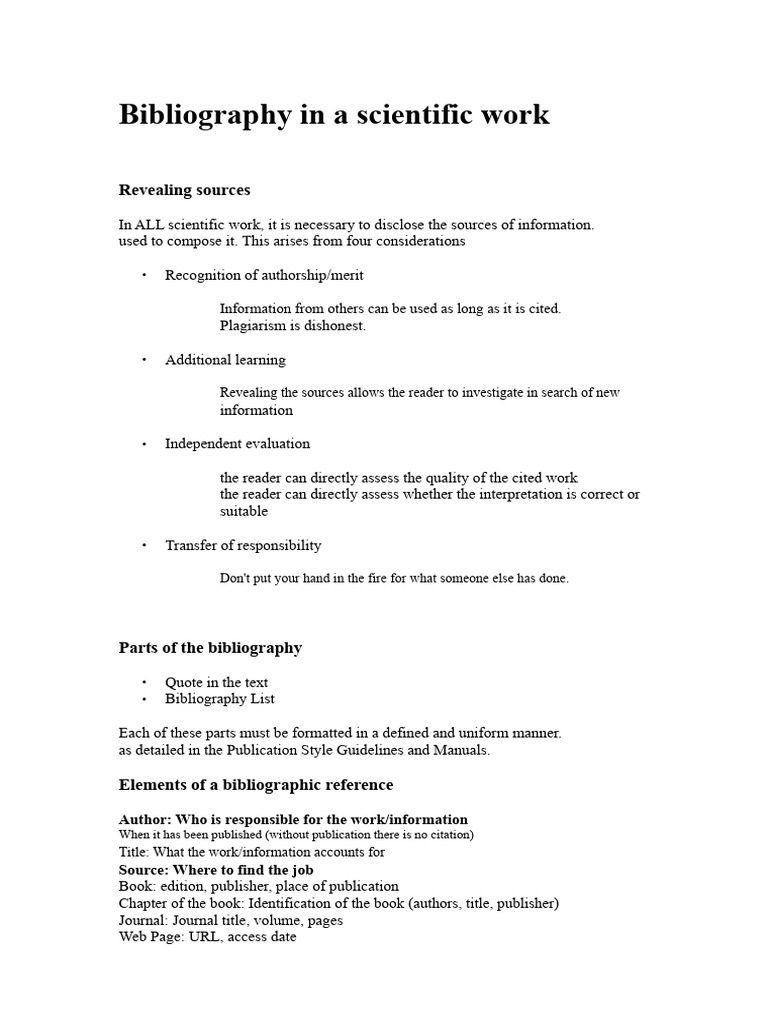 Bibliography in A Scientific Work | PDF | Bibliography | Citation