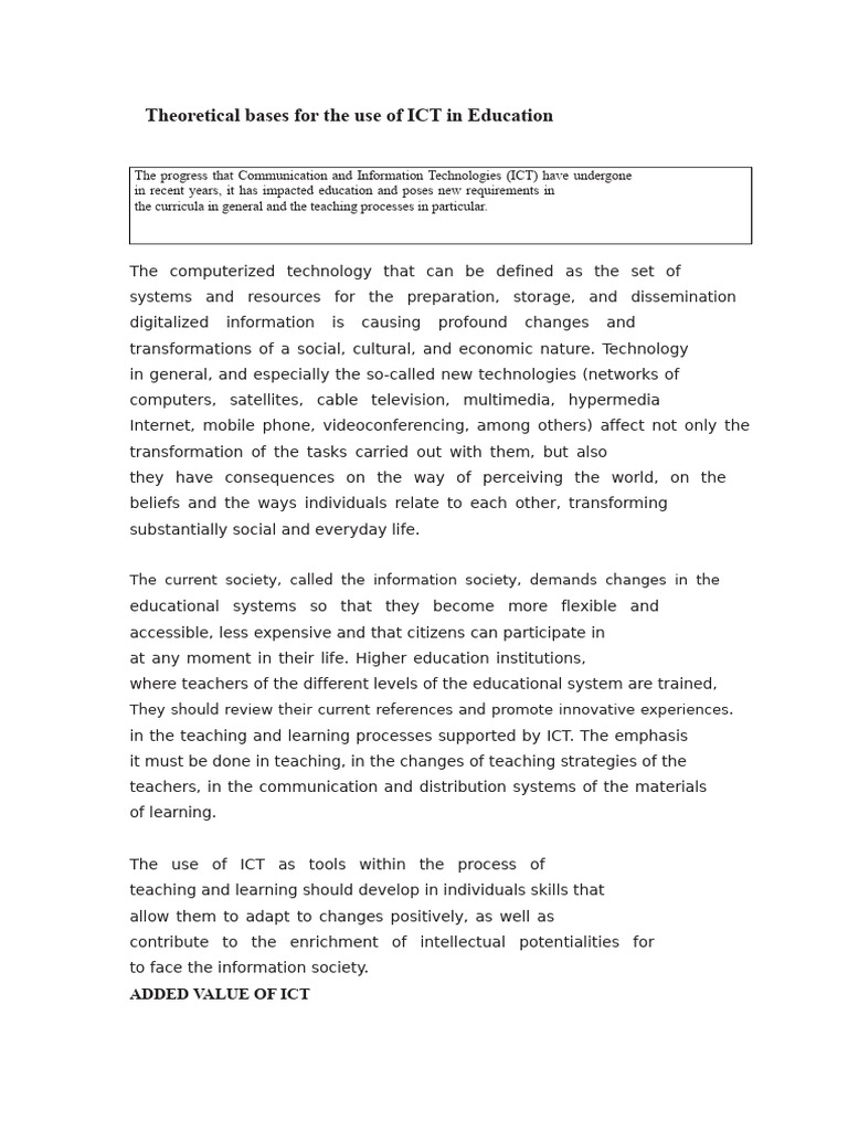 ICT's Impact on Education Strategies | PDF | Educational Technology ...
