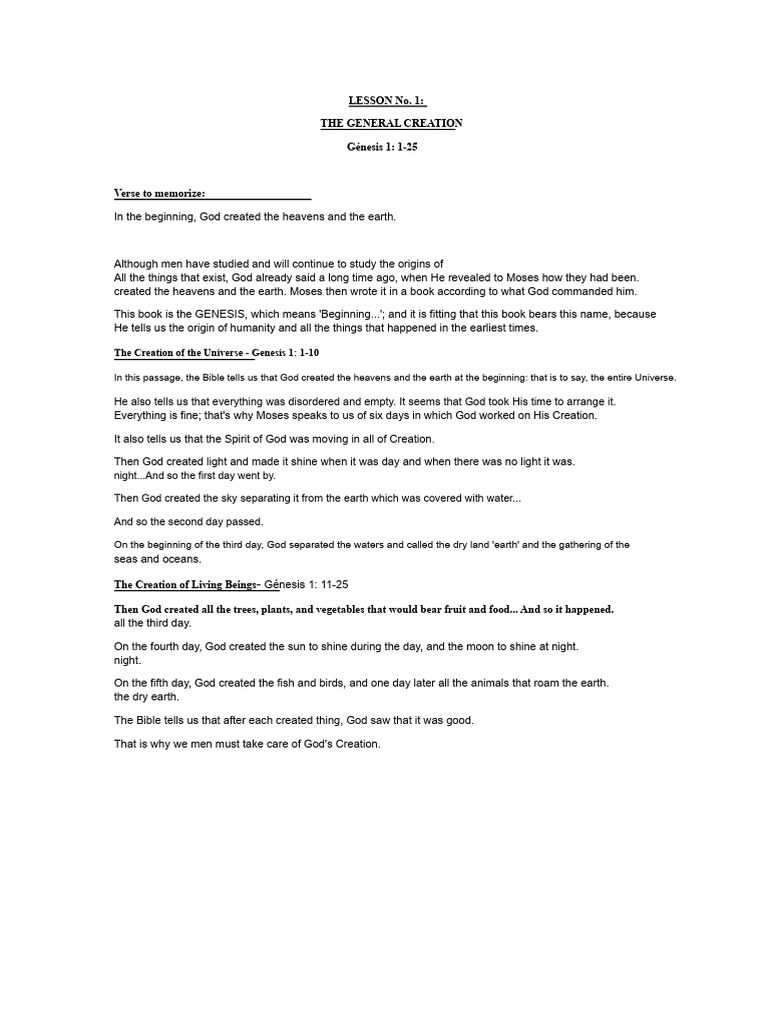 Sunday School Topics For Teenagers | PDF | Genesis Creation Narrative ...