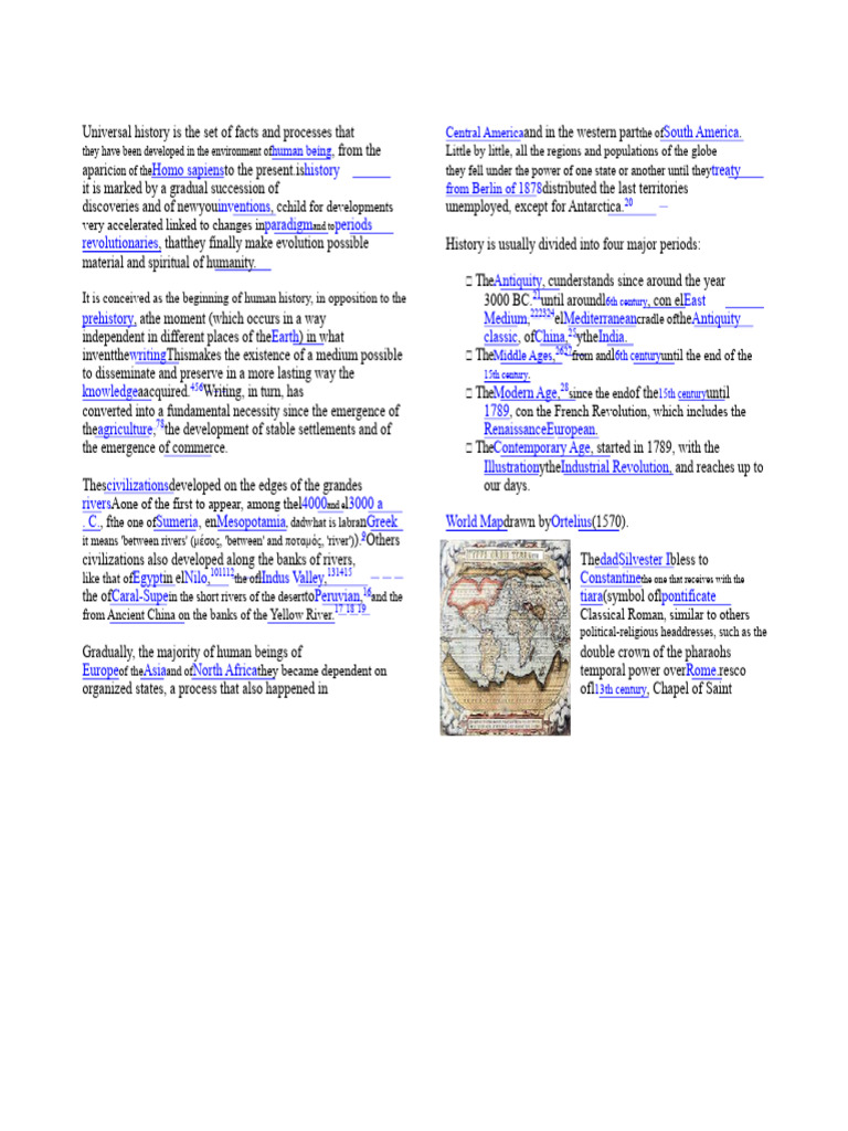 Universal History Is The Set of Facts and Processes That Have Developed ...