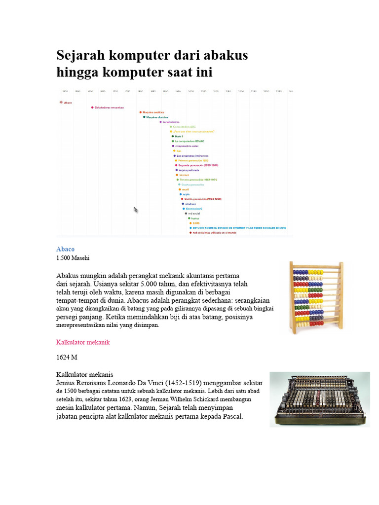 Sejarah Komputer Dari Abakus Hingga Komputer Saat Ini | PDF