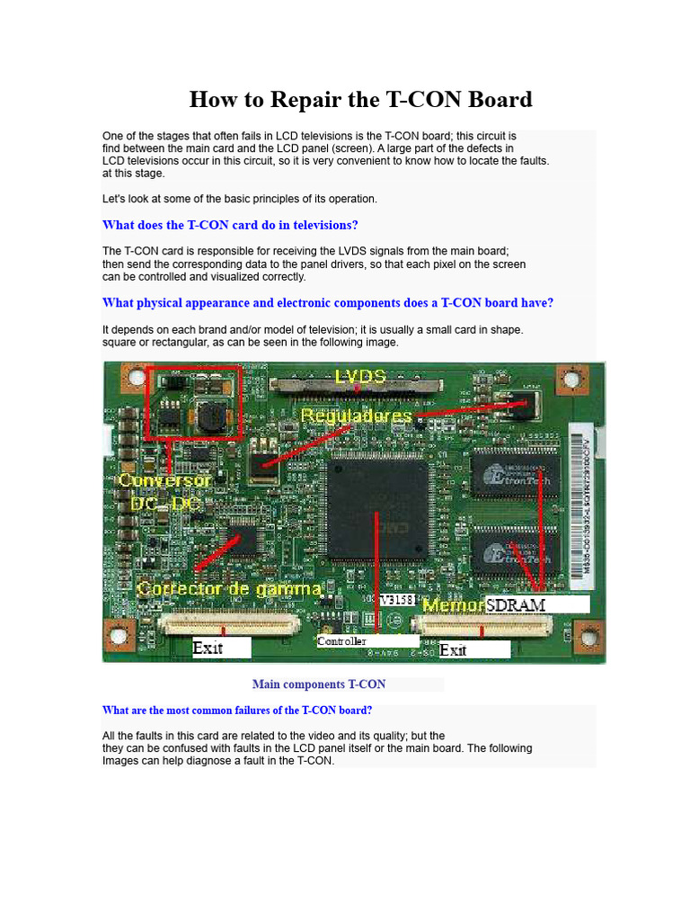T-CON Board Repair Guide | PDF | Electromagnetism | Manufactured Goods