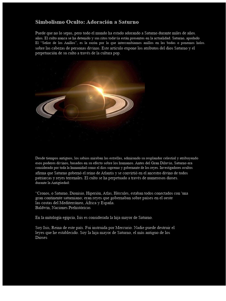 Adoración a Saturno: Culto y Simbolismo | PDF | Isis | Deidades