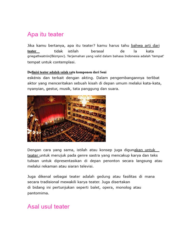 Sejarah dan Asal Usul Teater | PDF