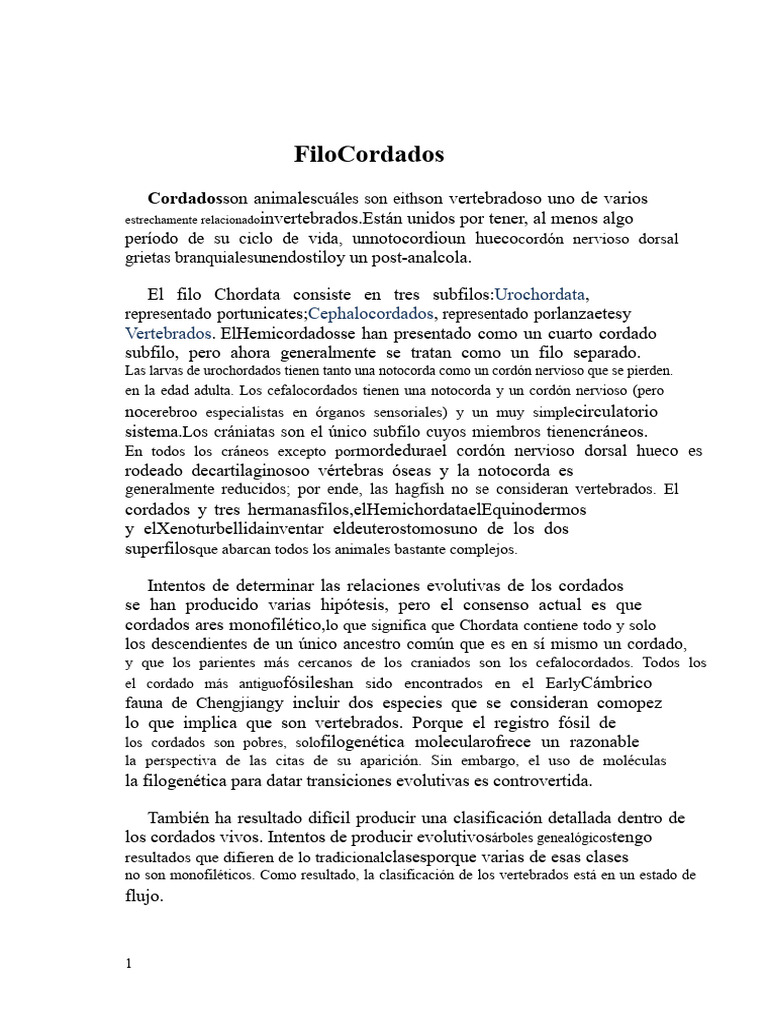 Filo Chordata | PDF | Vertebrados | Cordados