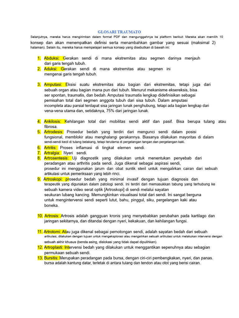 Glosari Istilah Trauma Medis | PDF