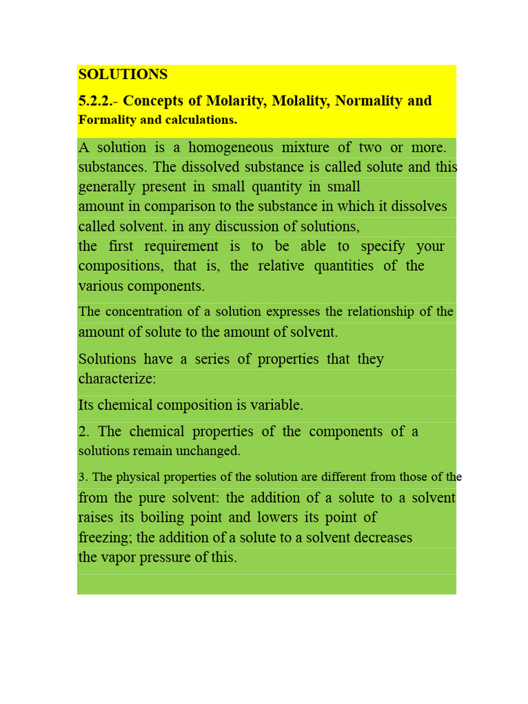5.2.2. Concepts and Calculations of Molarity, Molality, Normality, and ...
