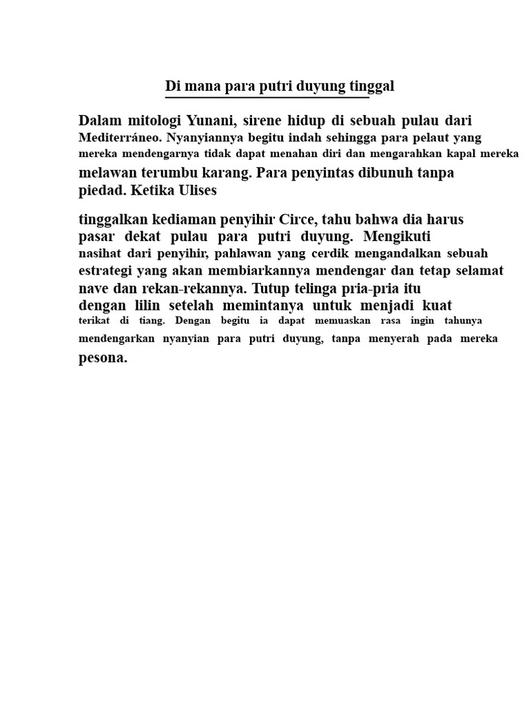 Di Mana Putri Duyung Tinggal | PDF