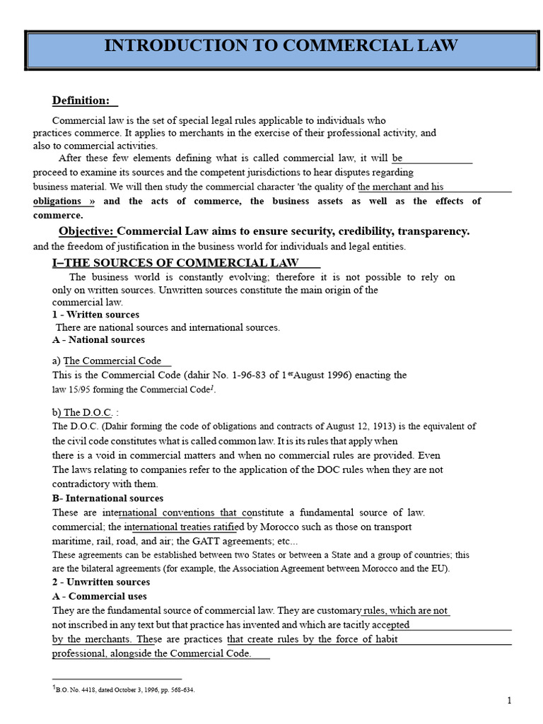 Introduction To Commercial Law | PDF | Negotiable Instrument | Cheque